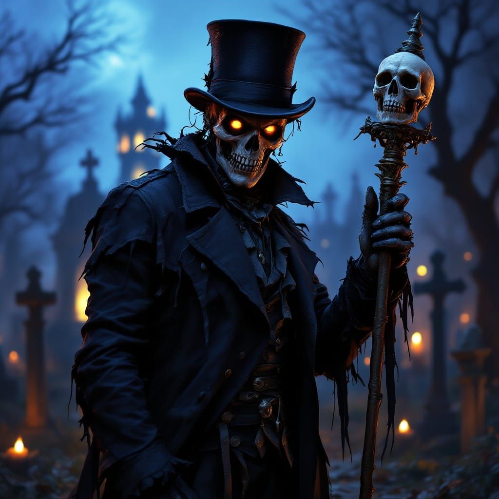 Voodoo - Dark Victorian Voodoo Sorcerer Under Midnight Sky