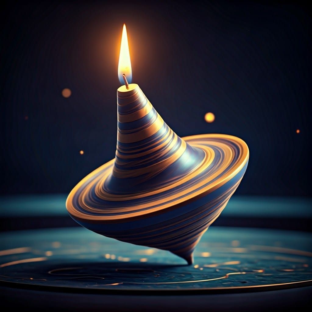 Ethereal Spinning Top Wax Candle in a Fantasy Real... - AI Art