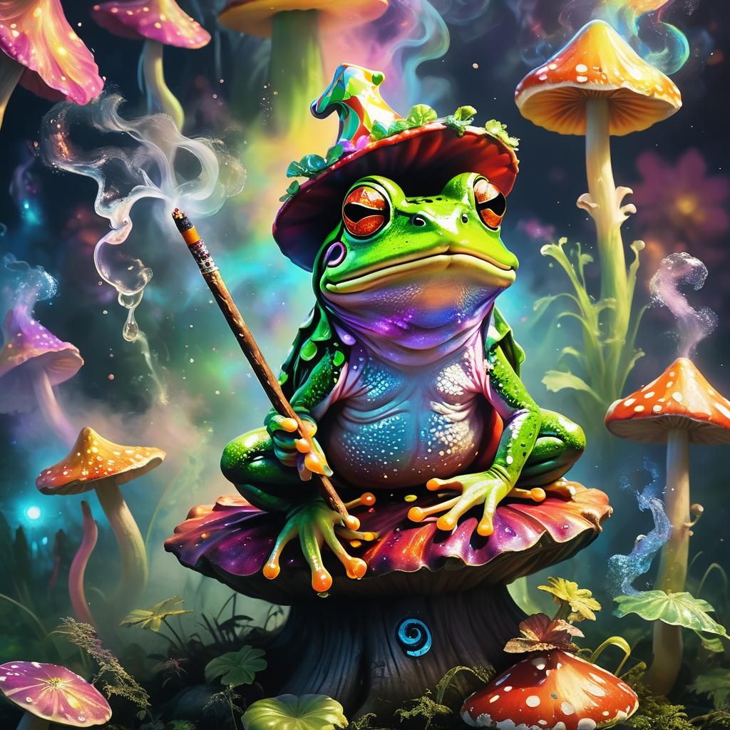 Magical Frog 454.5445.ghger. - Whimsical Wizard Frog in Vibr...