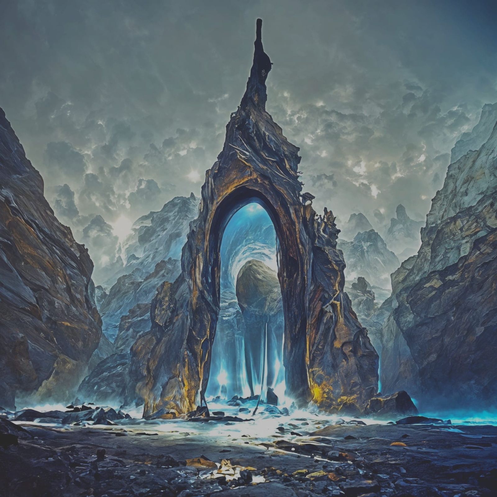 Archaic Gate - Ethereal Portal Entrance in a Mystical Cave