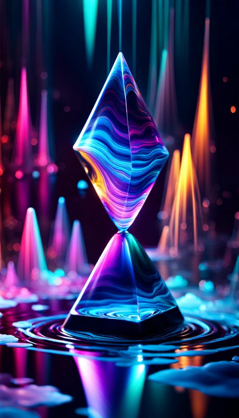 Glass Enchanted midnight ripple reflection Magic light flow Cosmic ...