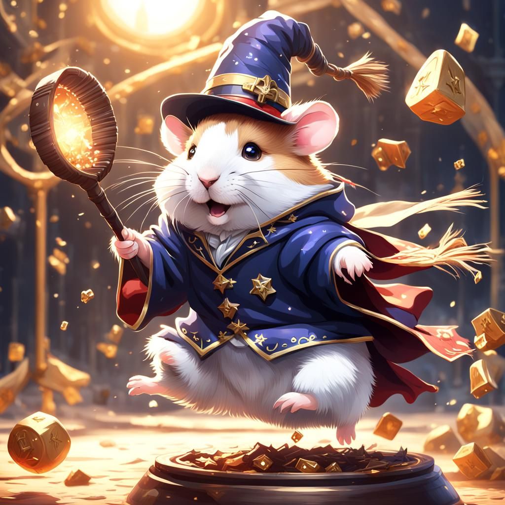 magician hamster on a flying broomstick - AI Generated Artwork ...