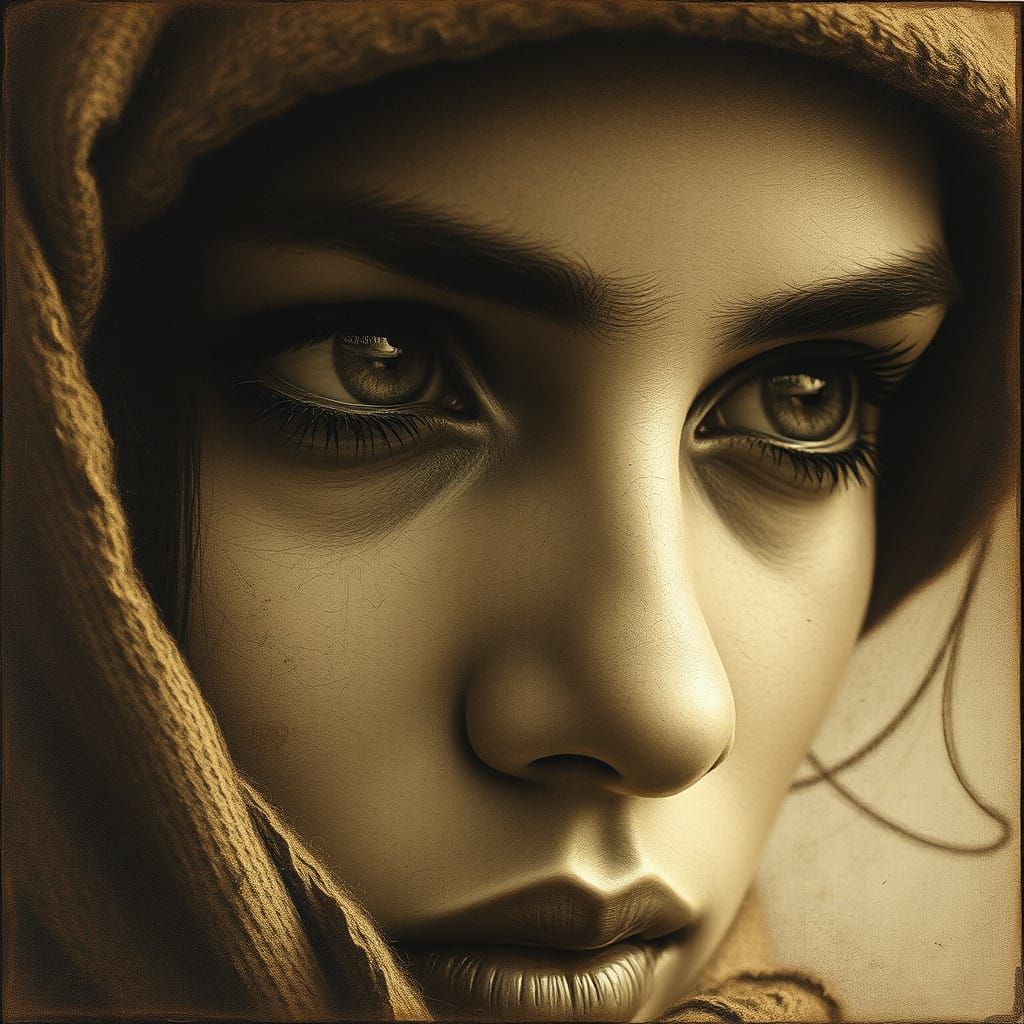 Nadira - Royo-Inspired Charcoal Portrait in Sepia Tones