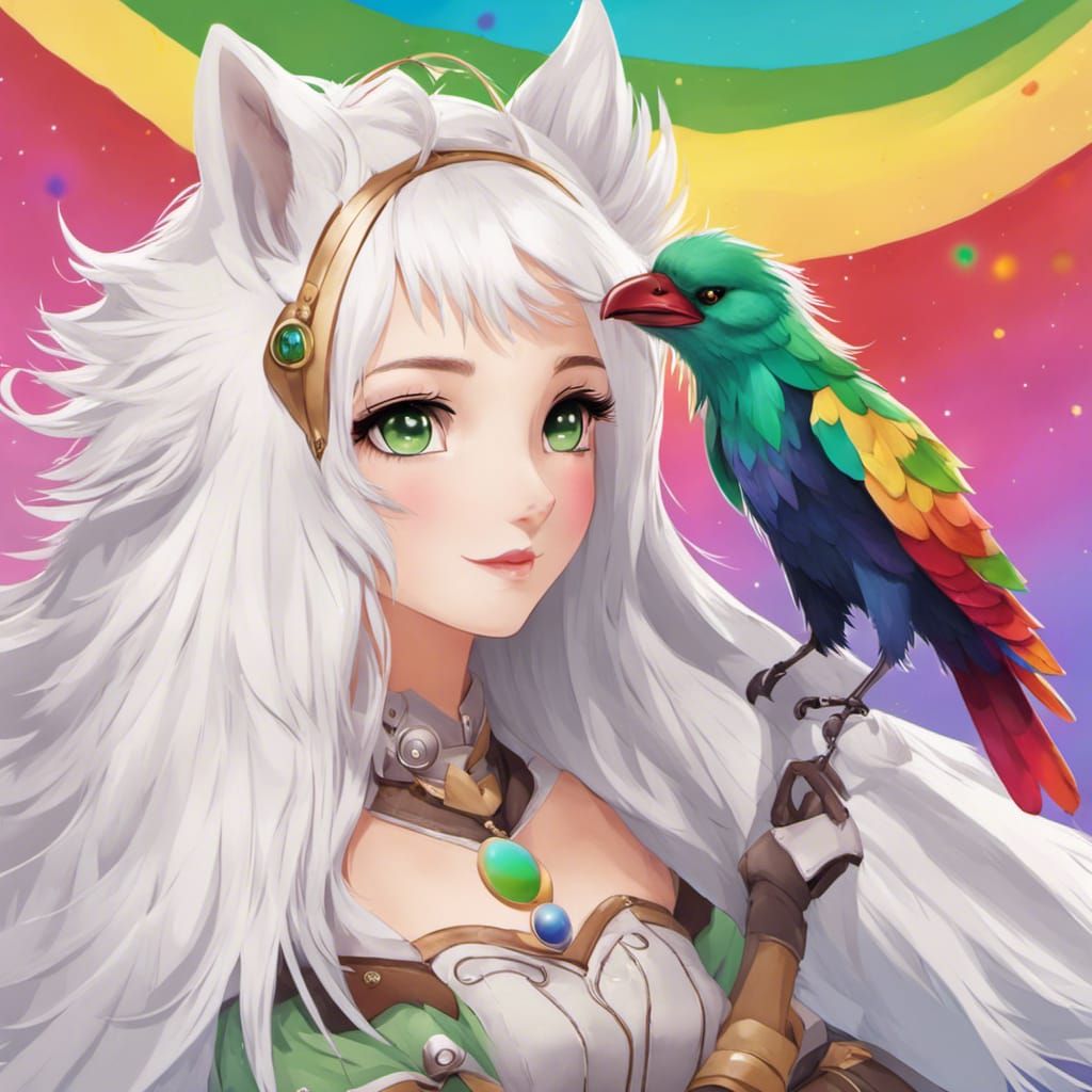 Rainbow Wolfie and Rainbow Raven - AI Generated Artwork - NightCafe Creator