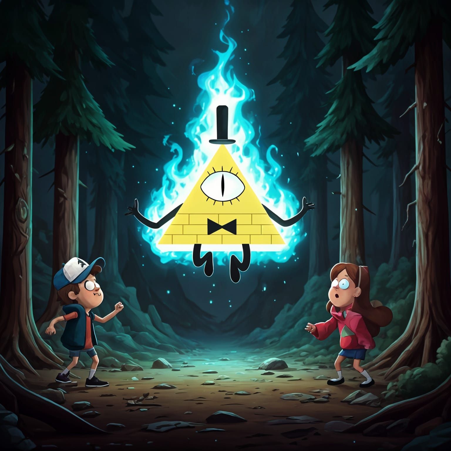 Gravity Falls Epic Cinematic Scene with Bill Ciphe... - AI Art