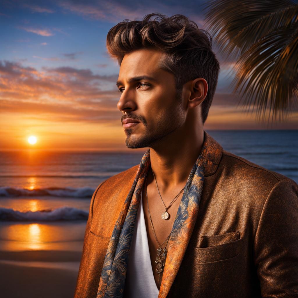 Male Sunset Portrait - AI Generated Artwork - NightCafe Creator
