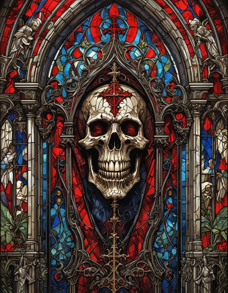 victorian funeral death vampire coffin gothic red stained glass church ...