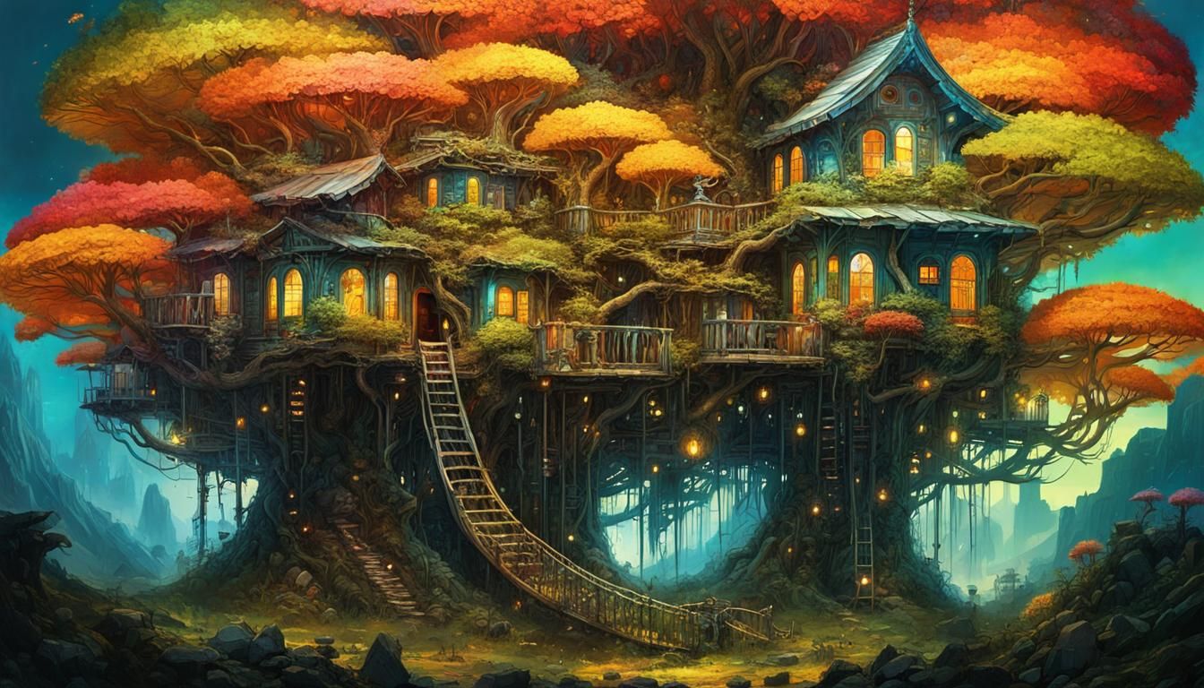 Tree House - AI Generated Artwork - NightCafe Creator