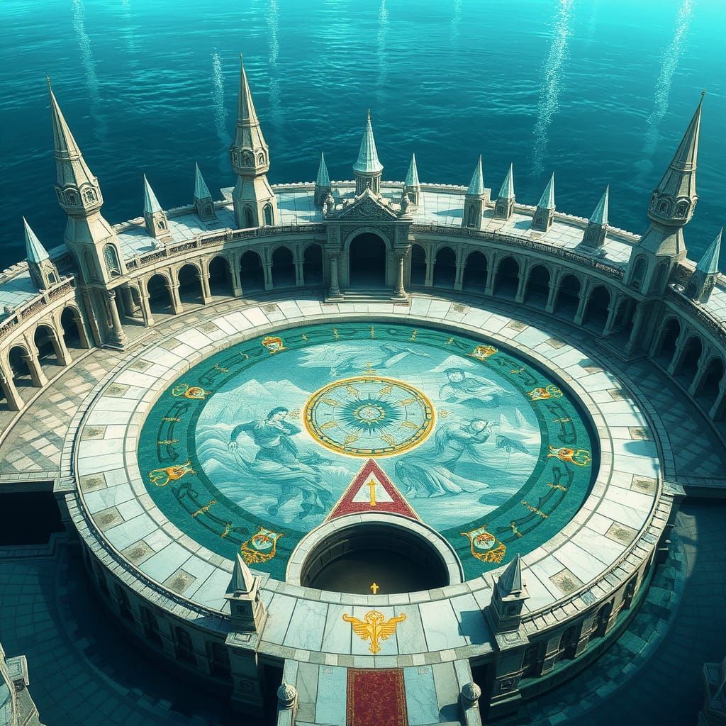 Crystal-Spire Plaza: Ancient Secrets Beneath the W... - AI Art