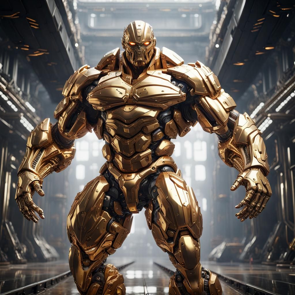 Massive huge muscle Man golden metal - AI Generated Artwork - NightCafe ...