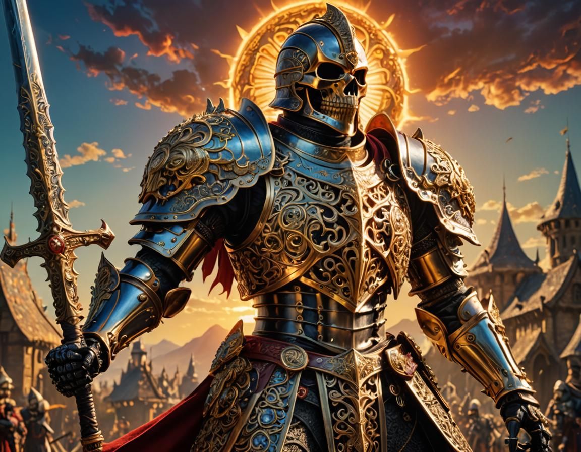 A fearsome and powerful skeleton knight with a sword - AI Generated ...