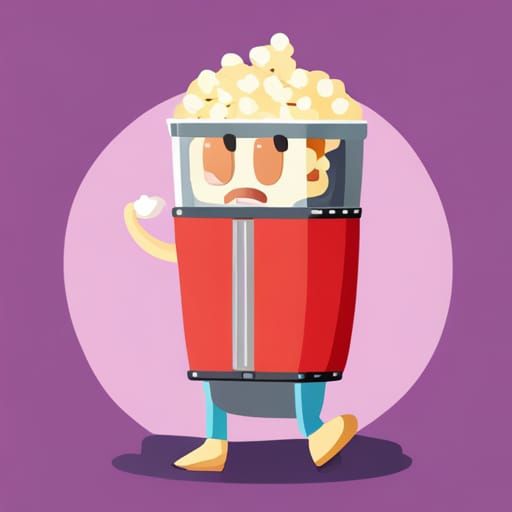 A cheerful object show character holding a portable popcorn maker - AI ...