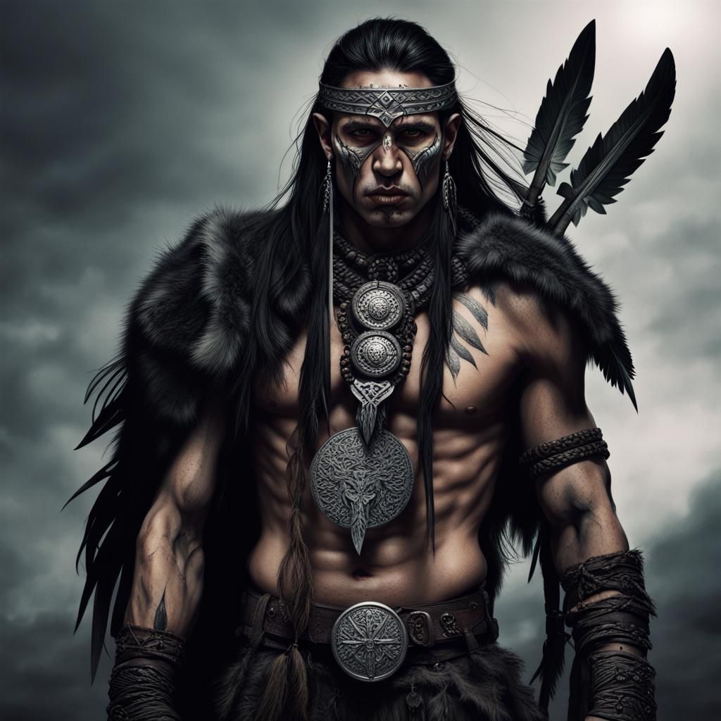 Dark native warrior - AI Generated Artwork - NightCafe Creator