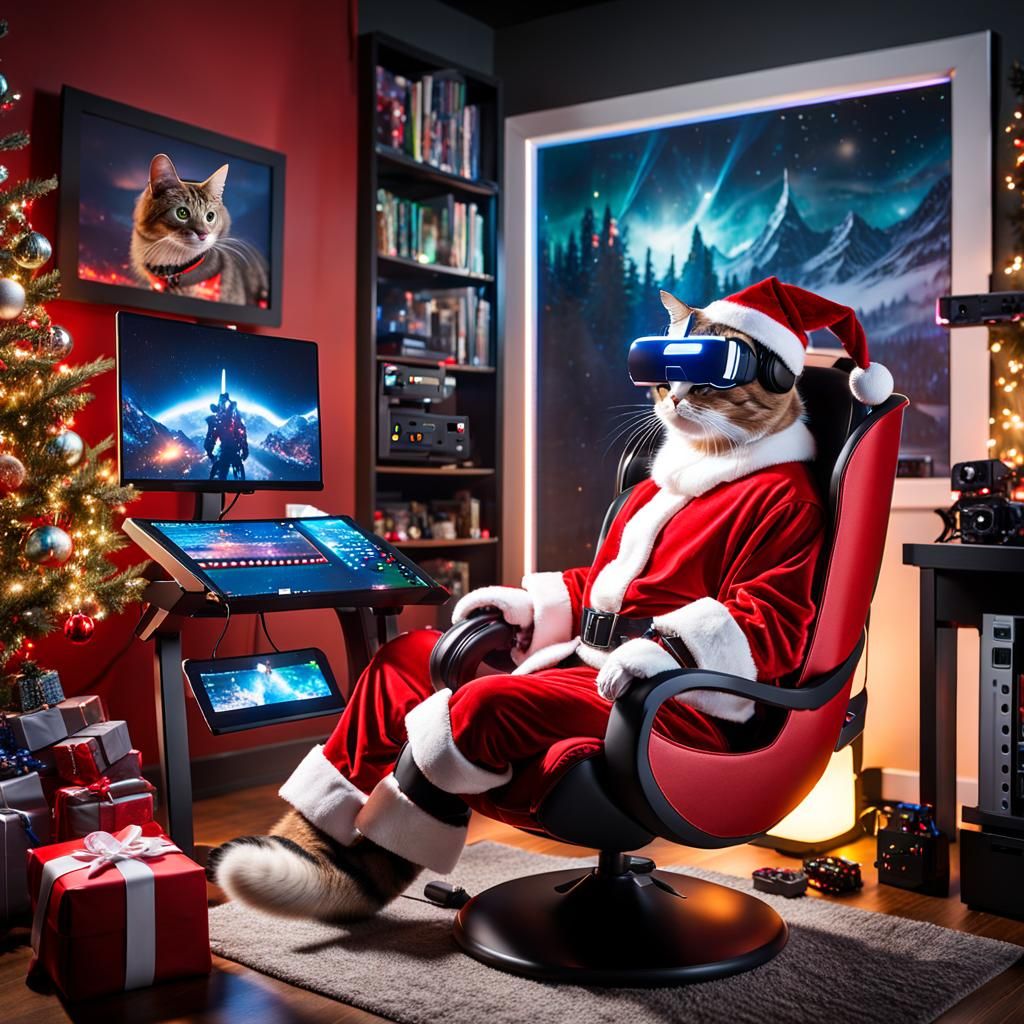 A High-Tech Santa Cat - AI Generated Artwork - NightCafe Creator