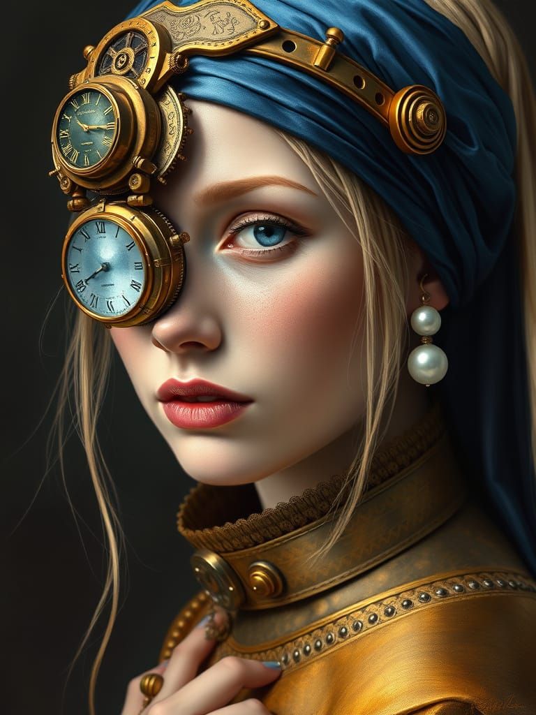 The image is a high-resolution digital artwork featuring a Steampunk ...