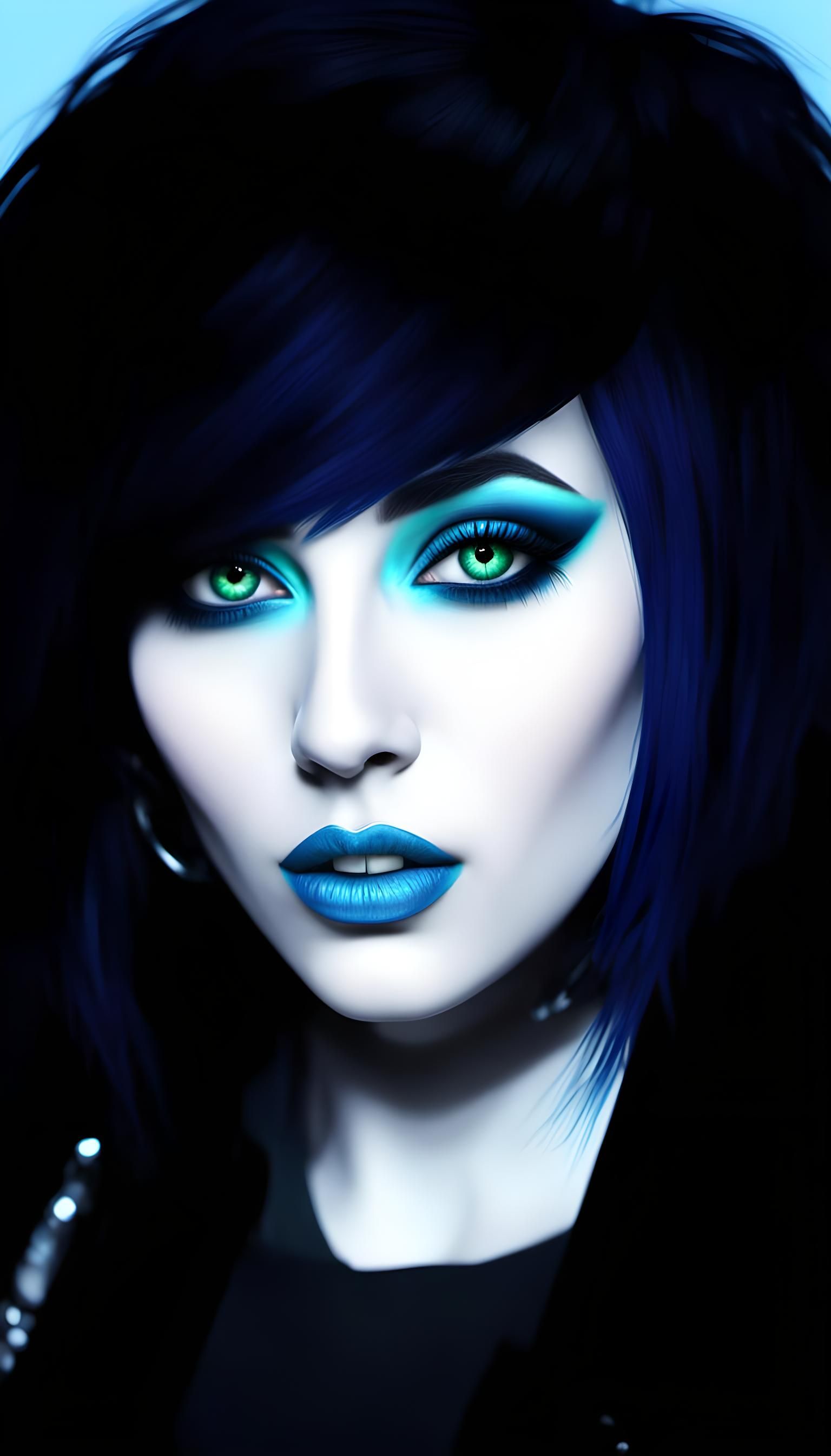 Dramatic Blue Emo young lady - AI Generated Artwork - NightCafe Creator