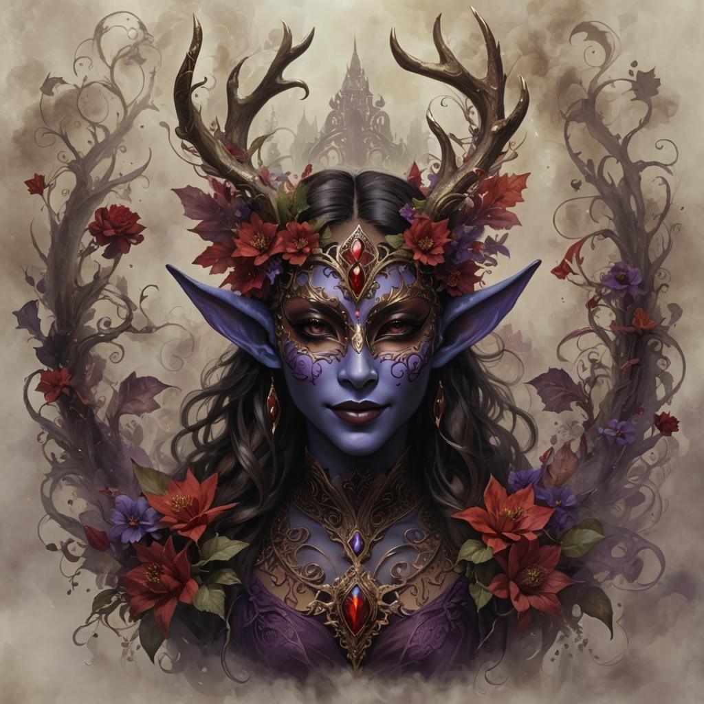 Antlered Elf Portrait 2 - AI Generated Artwork - NightCafe Creator