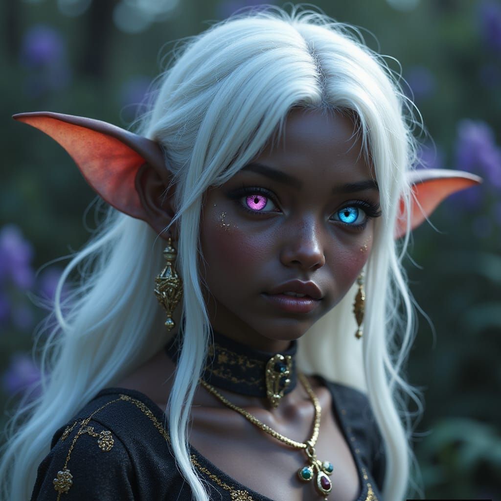 Dramatic Elf Portrait in Dark Fantasy Style - AI Art