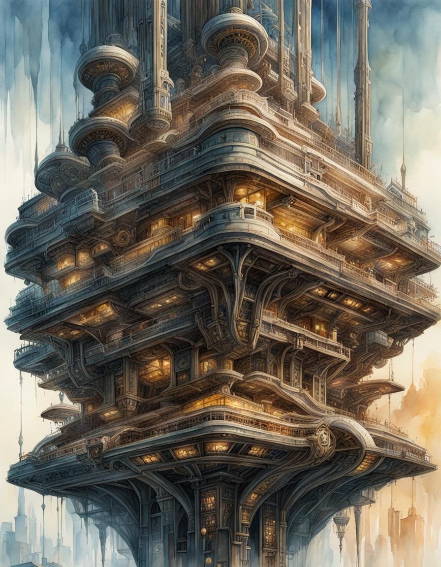 Upside-down alien architecture - AI Generated Artwork - NightCafe Creator