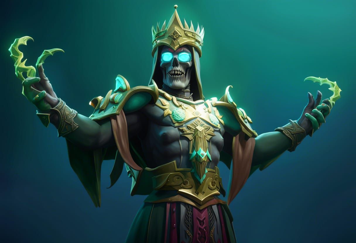runescape necromancer with crown detailed matte painting, deep color ...