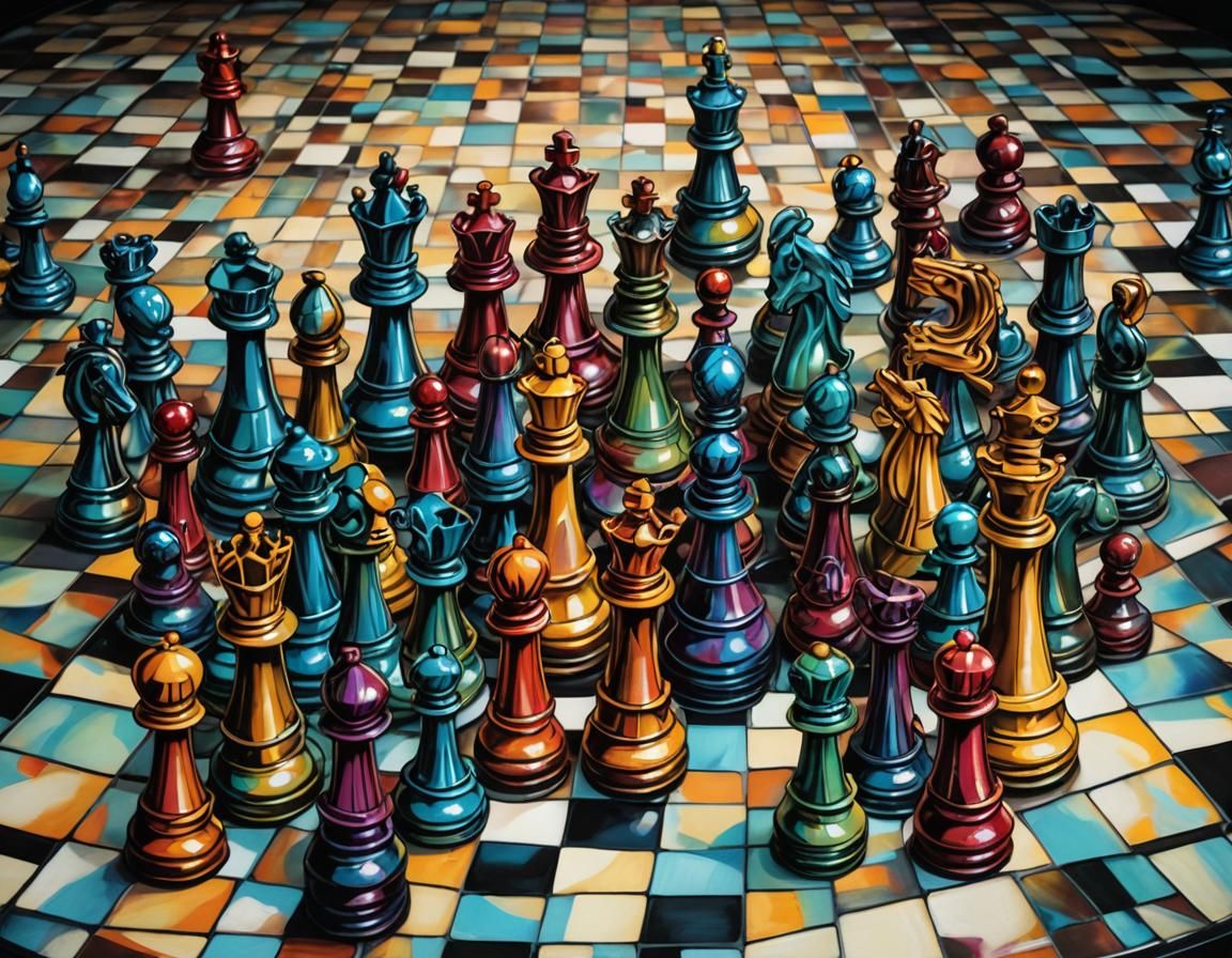 tiffany glass chess set - AI Generated Artwork - NightCafe Creator