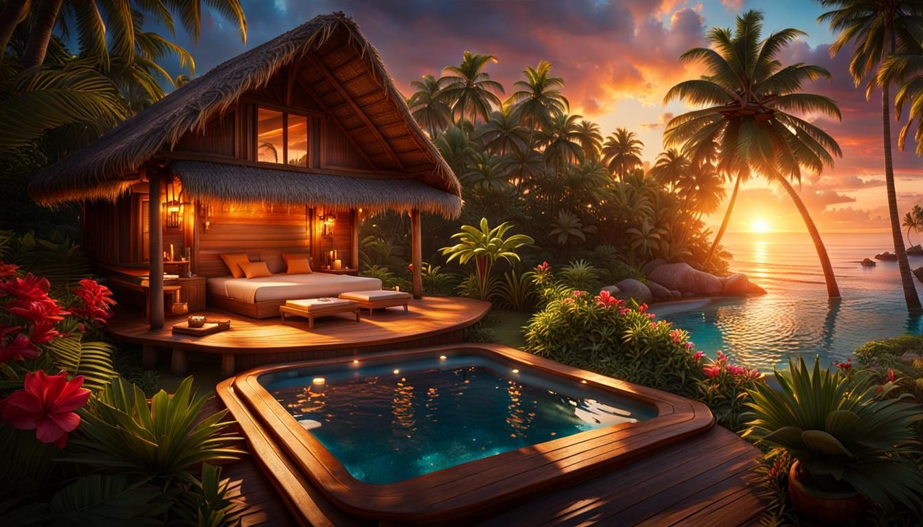 Oasis tropical beach - AI Generated Artwork - NightCafe Creator