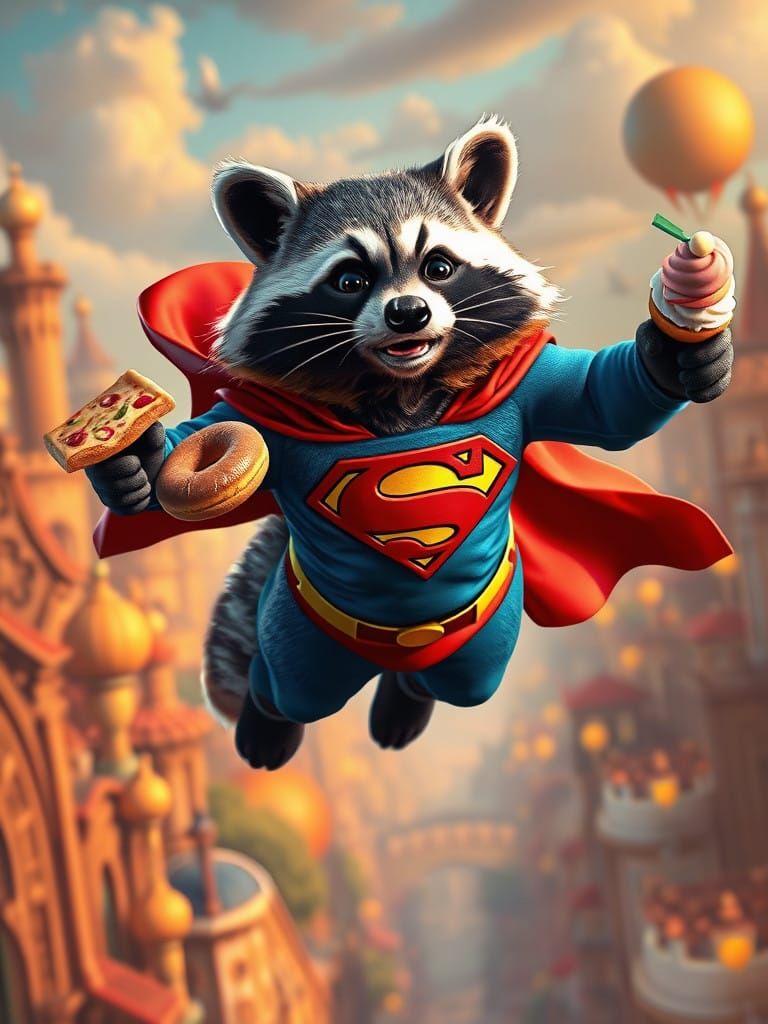 Super-Raccoon with the power to steal food