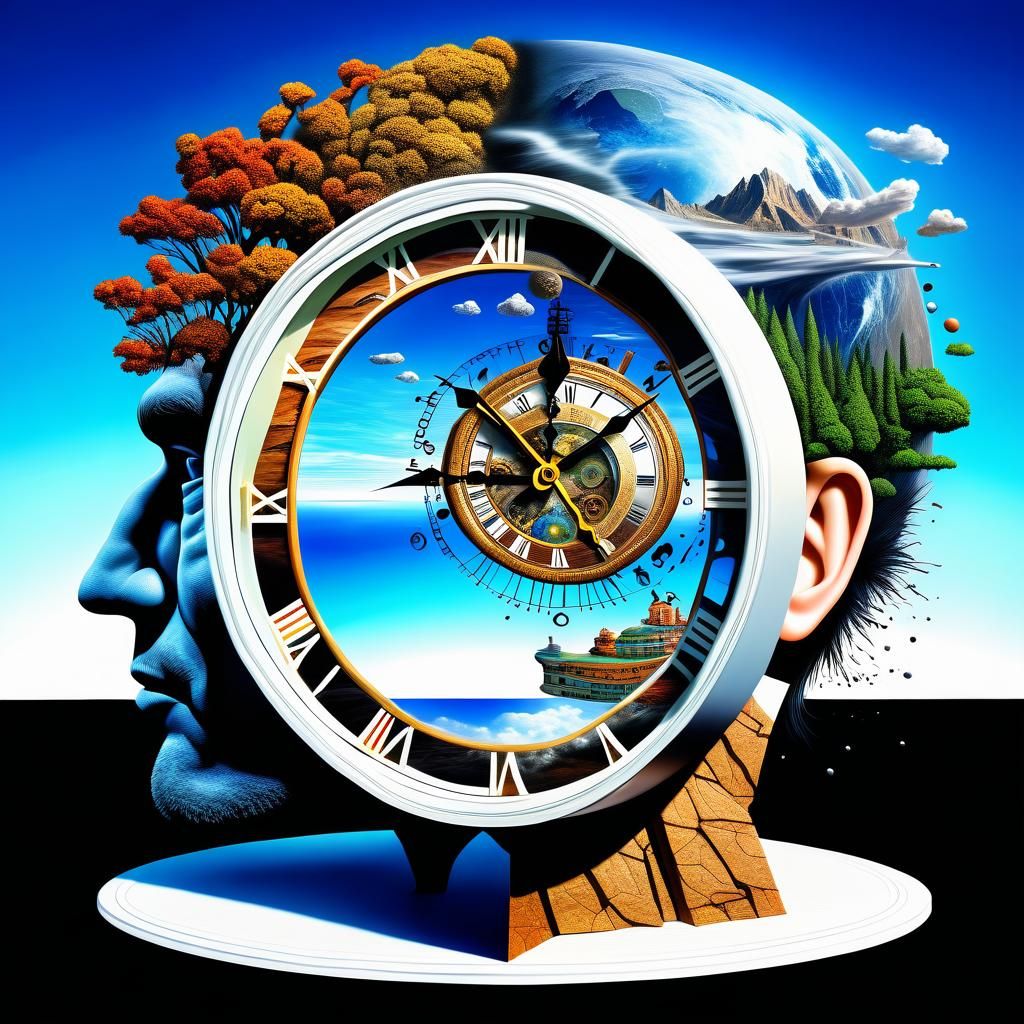Illusion of time within the human mind. Chaos. Beauty. Hyper-realism ...