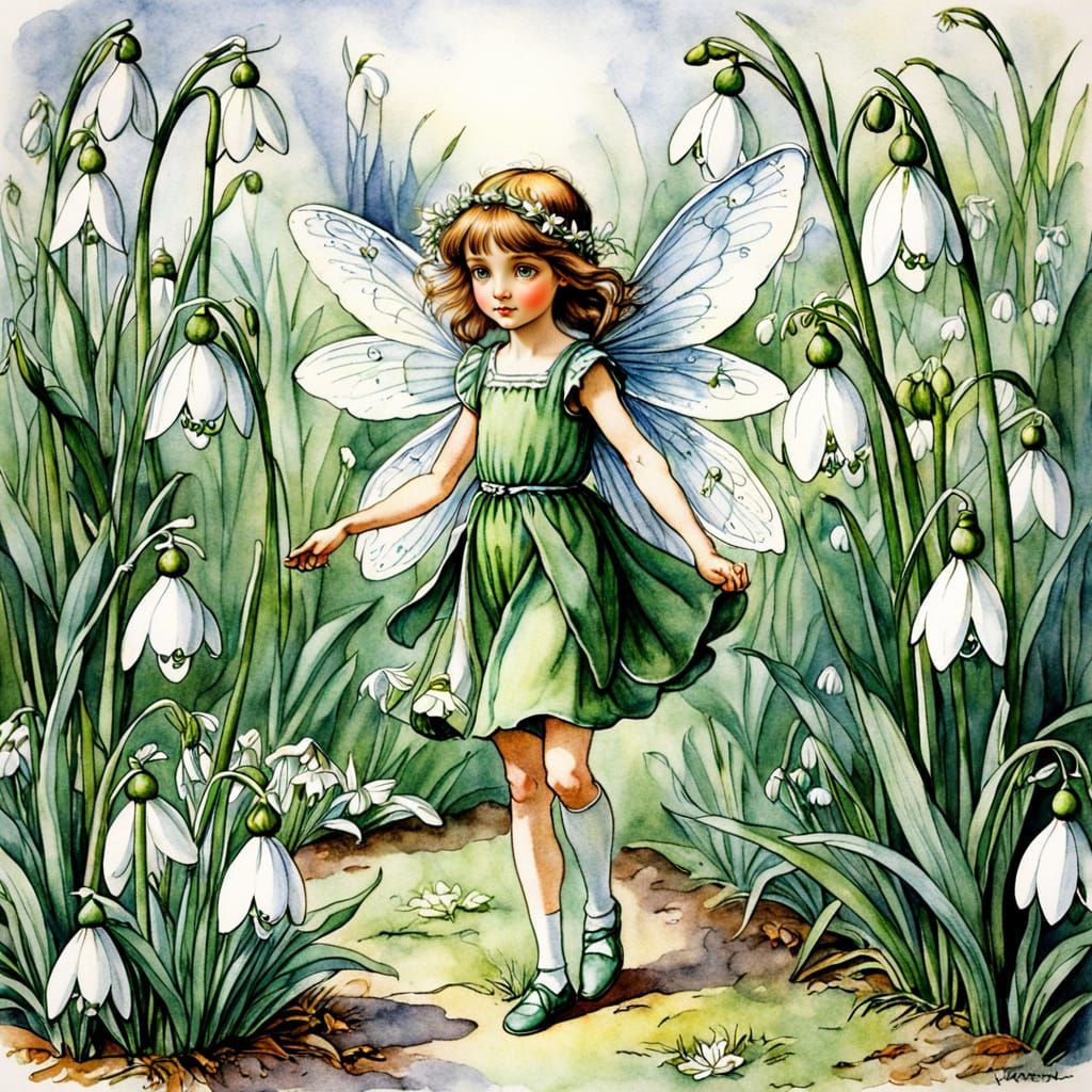 Snowdrop Fairy - Snowdrop Fairy: A Watercolour Illustration