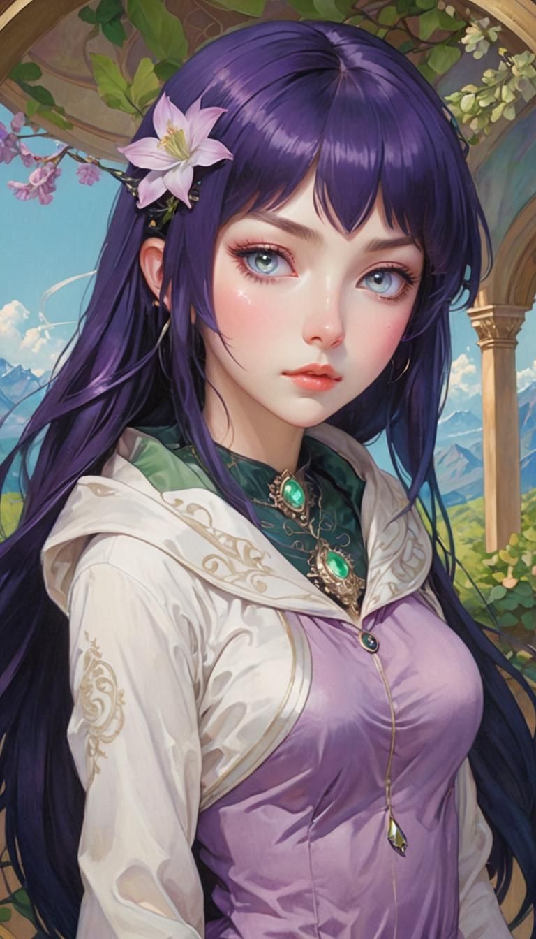 Anime - Mystical Anime Goddess with Triadic Colors