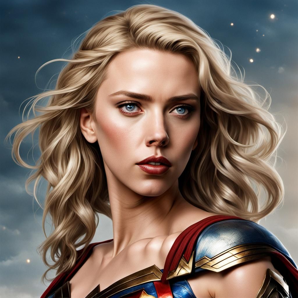 blonde Scarlett Johansson masterpiece monday, wonder woman, with ...