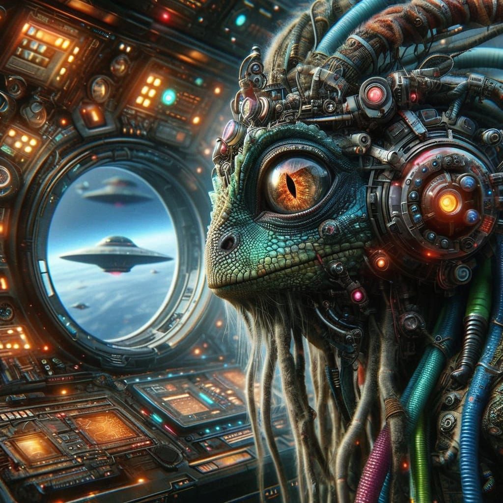 alien-pilot on spaceship cabin - alien-pilot on spaceship ca...