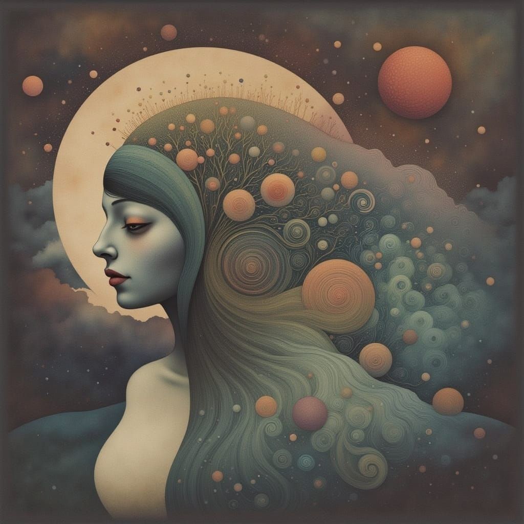 Abstract Liquid Ink Design with Flowing Shapes - AI Art