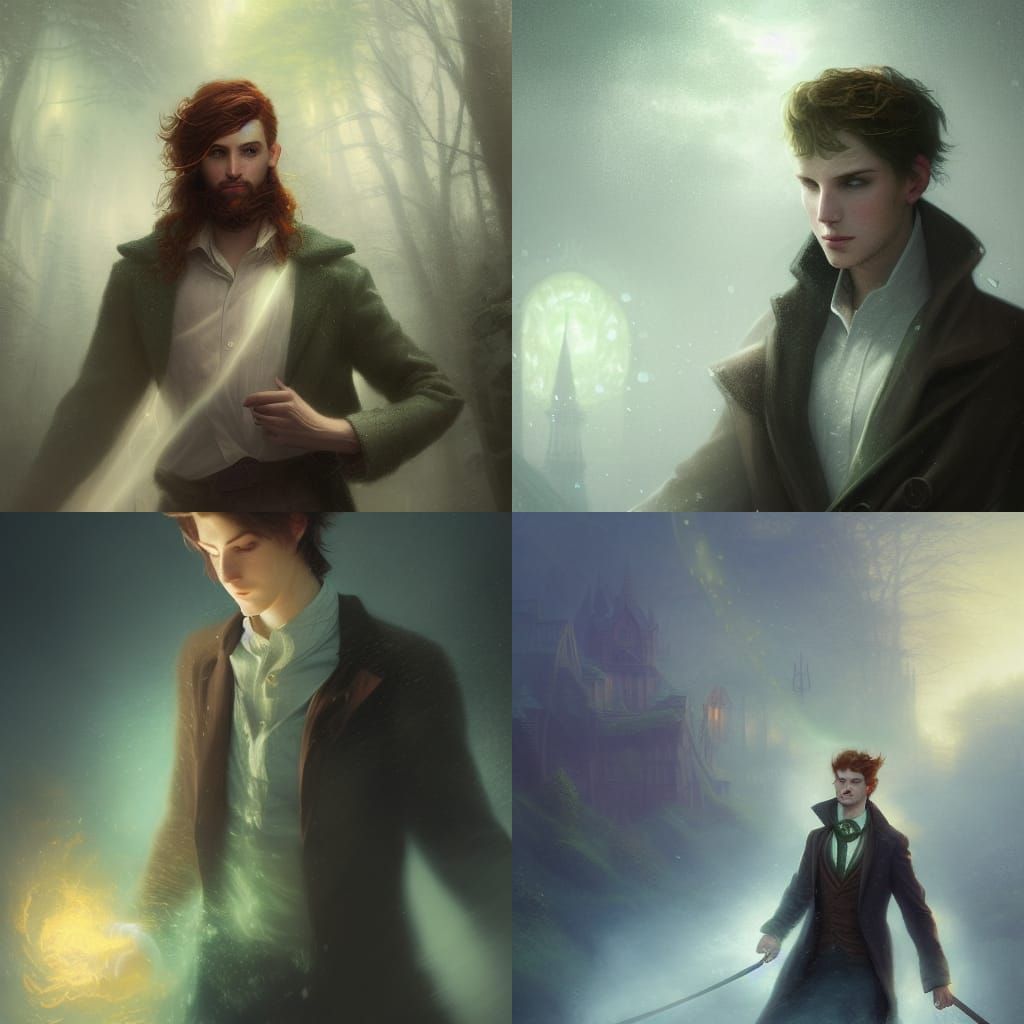 young and attractive male, psychic mage , messy auburn hair and green ...