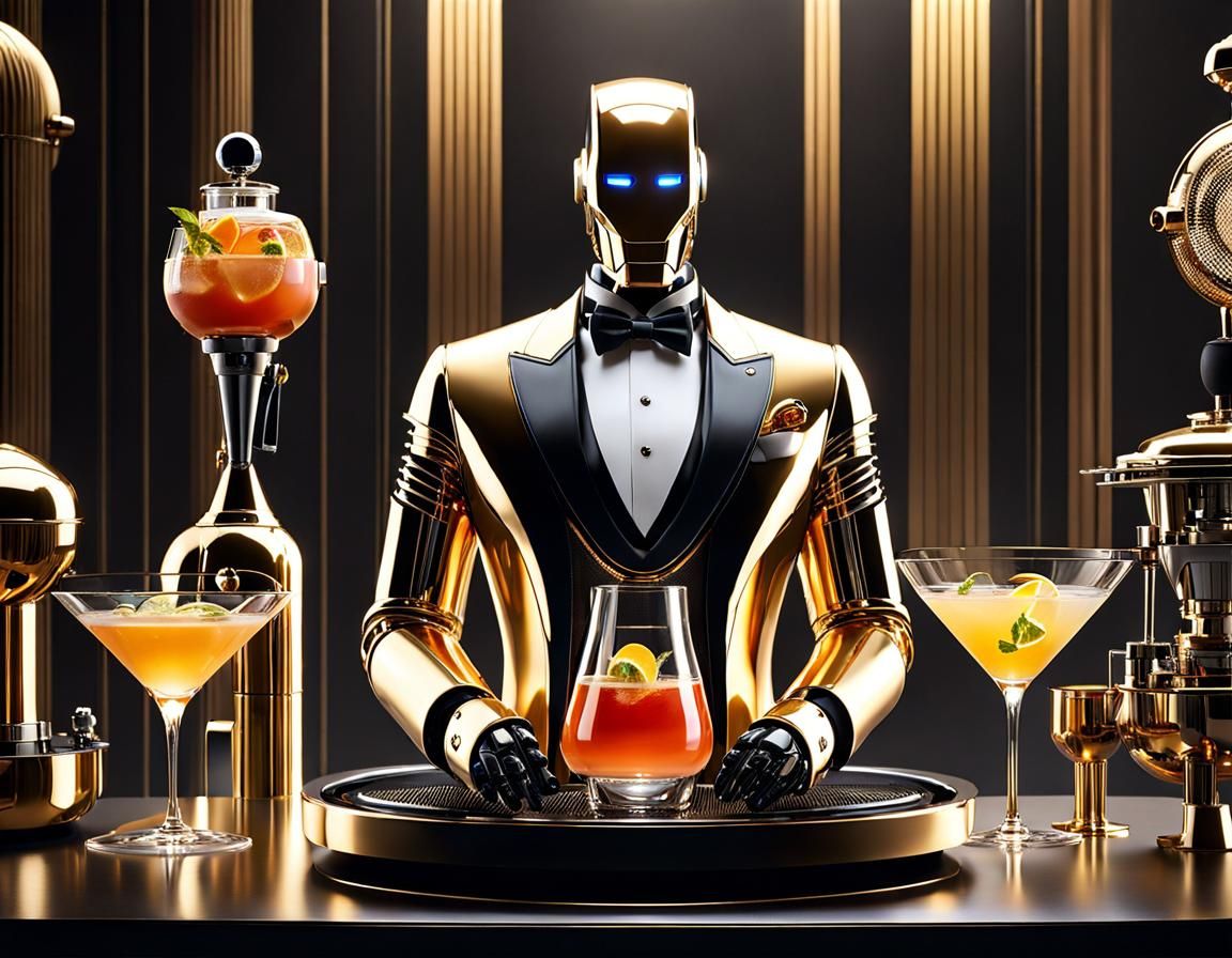 Suave Robot Butler Making Cocktails - AI Generated Artwork - NightCafe ...