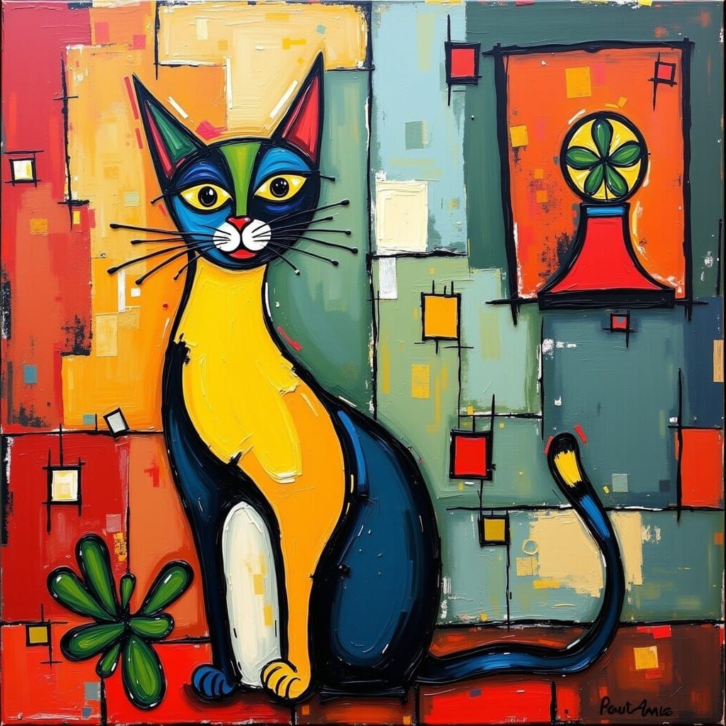 Abstract Cubist Cat - Abstract Cubist Cat