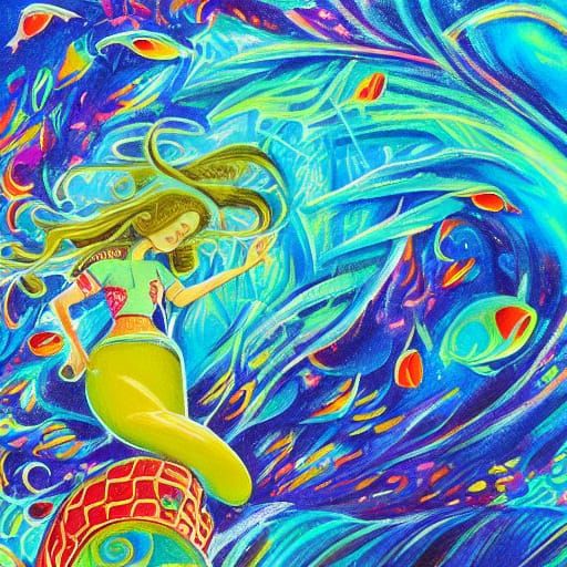 Surreal Mermaid Enchants in a Dreamlike Underwater... - AI Art
