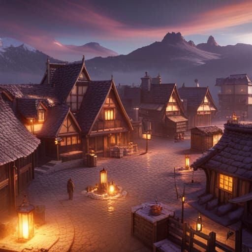 Fantasy town 2 - AI Generated Artwork - NightCafe Creator