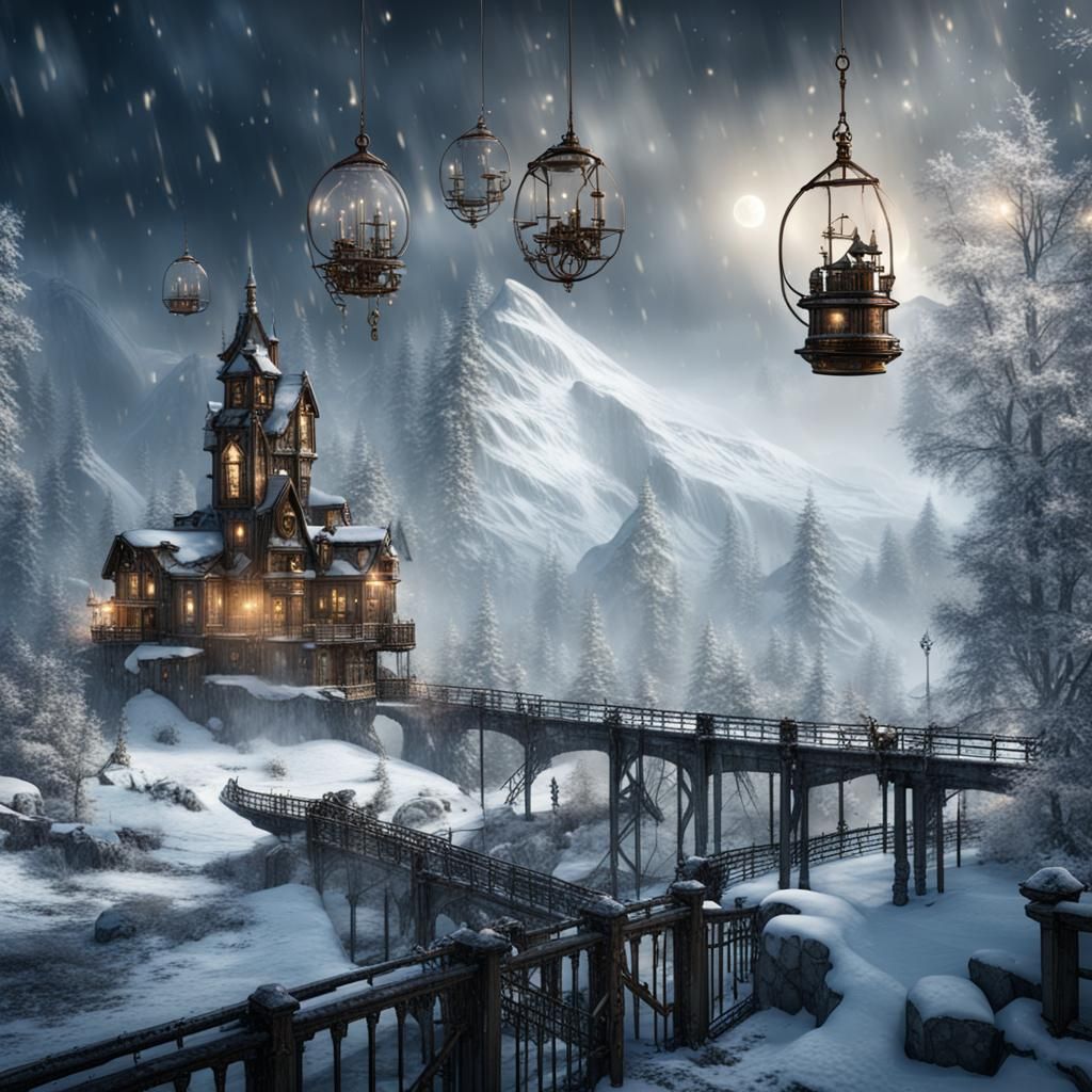 steampunk winter wonderland - AI Generated Artwork - NightCafe Creator
