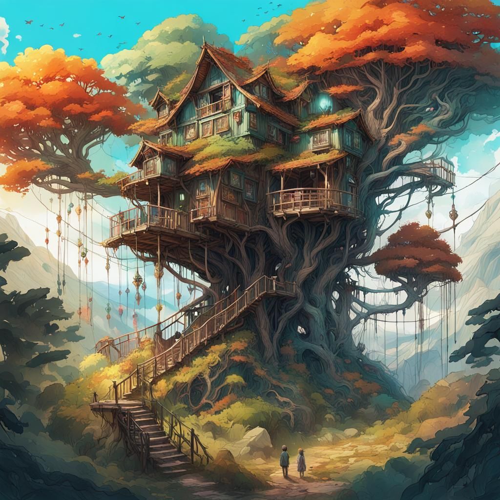 Unusual Treehouses - AI Generated Artwork - NightCafe Creator
