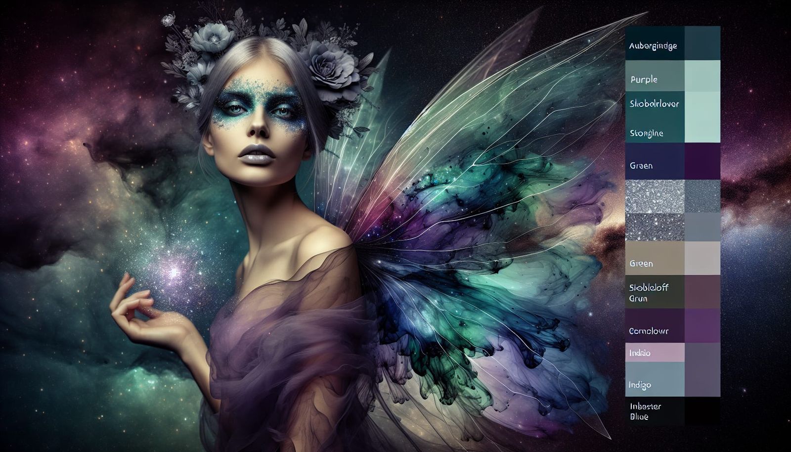THE COLOR PALETTE - Ethereal Nebula Nymph in Dreamy Cosmic L...