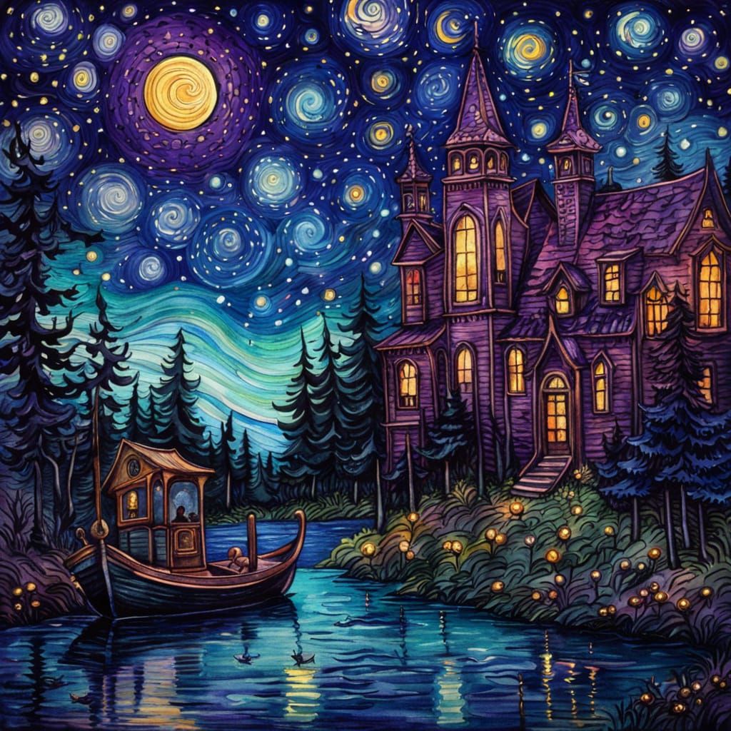High gothic tim Burton style beautiful soft watercolors vincent van ...