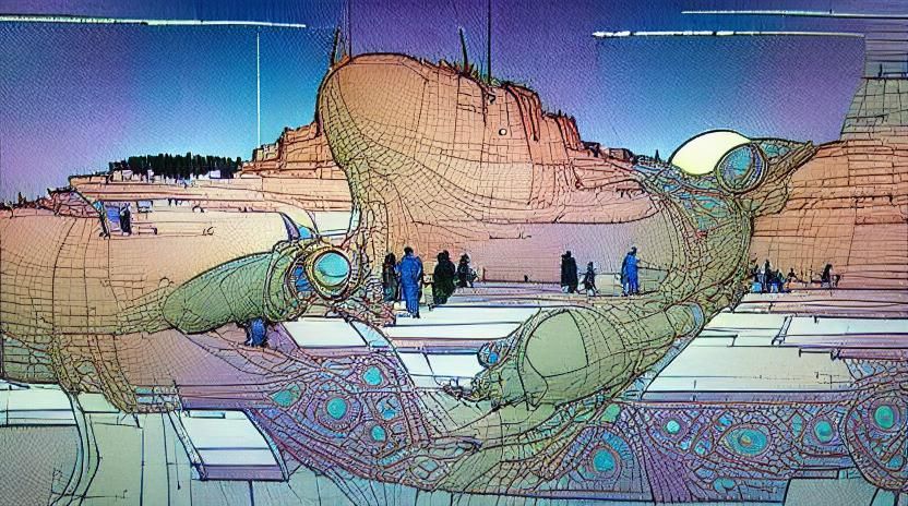 moebius line art Scifi - AI Generated Artwork - NightCafe Creator