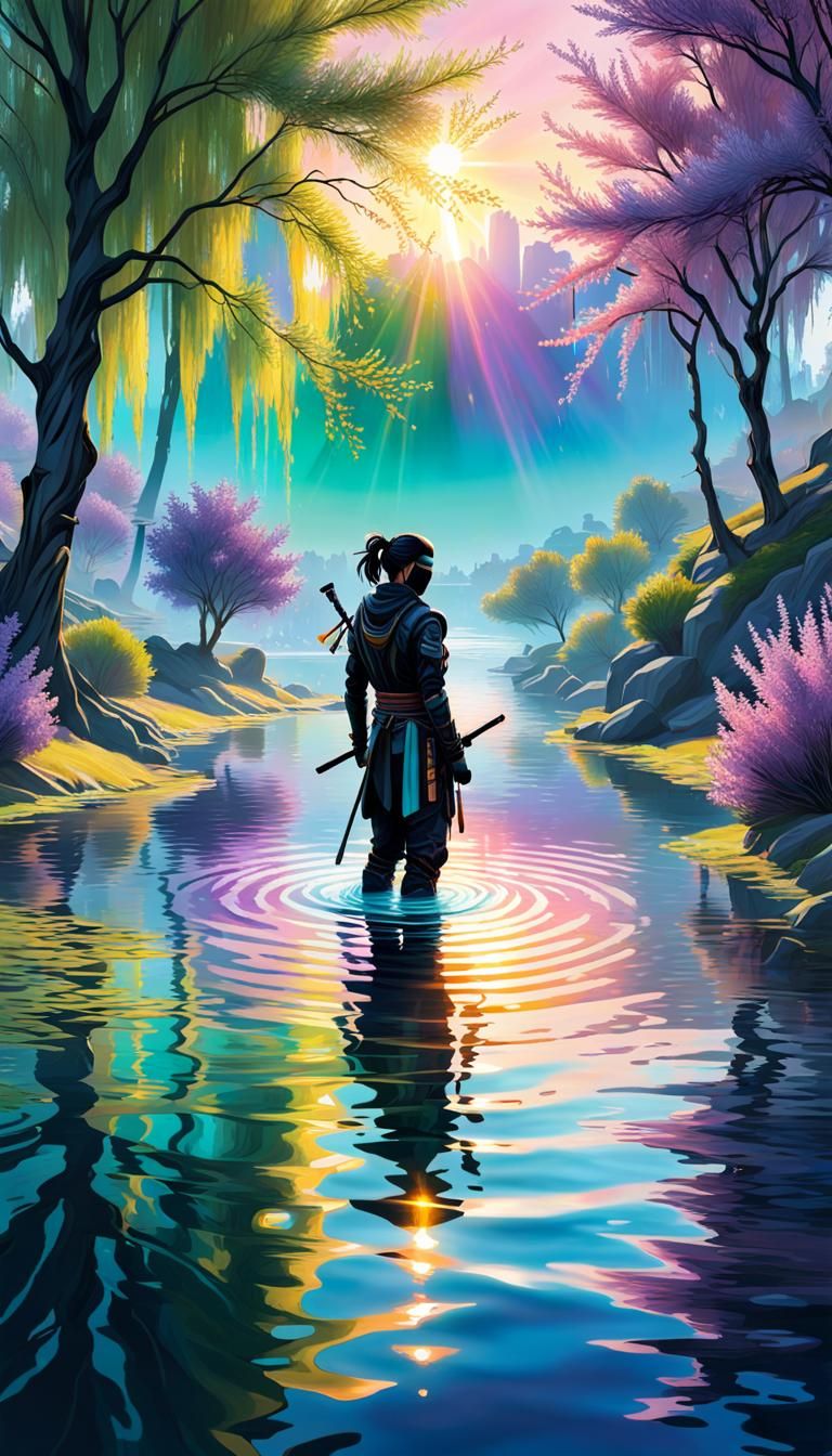 Ninja in water. 5 - AI Generated Artwork - NightCafe Creator