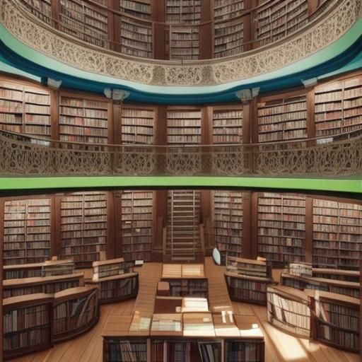 library full of colorful books - AI Generated Artwork - NightCafe Creator