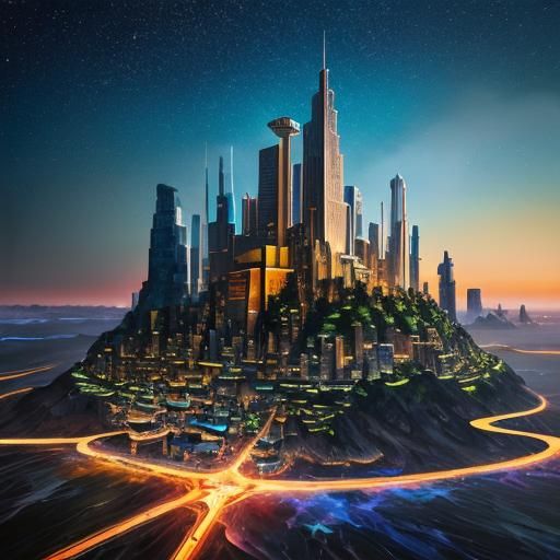 Photorealistic Painting of A Finely Detailed City in the Sky - AI ...