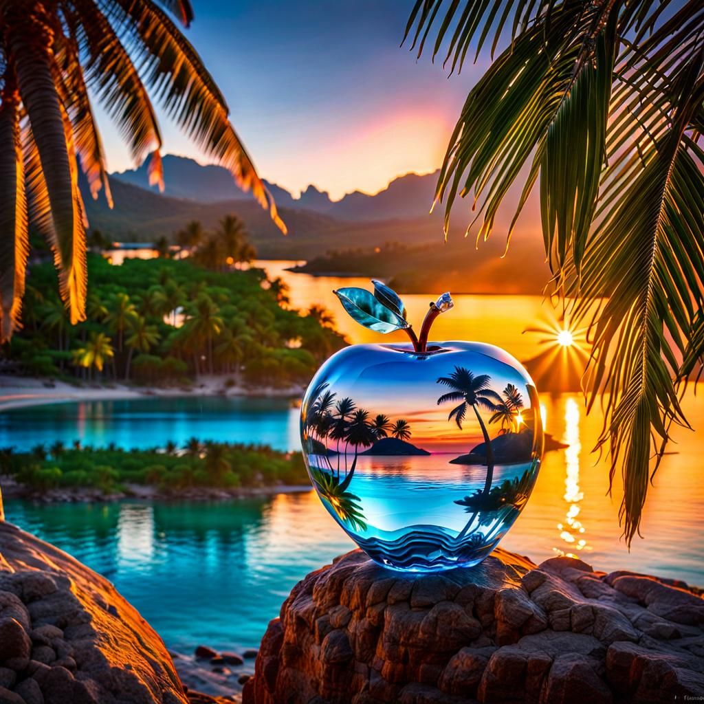 Sunset apple - AI Generated Artwork - NightCafe Creator