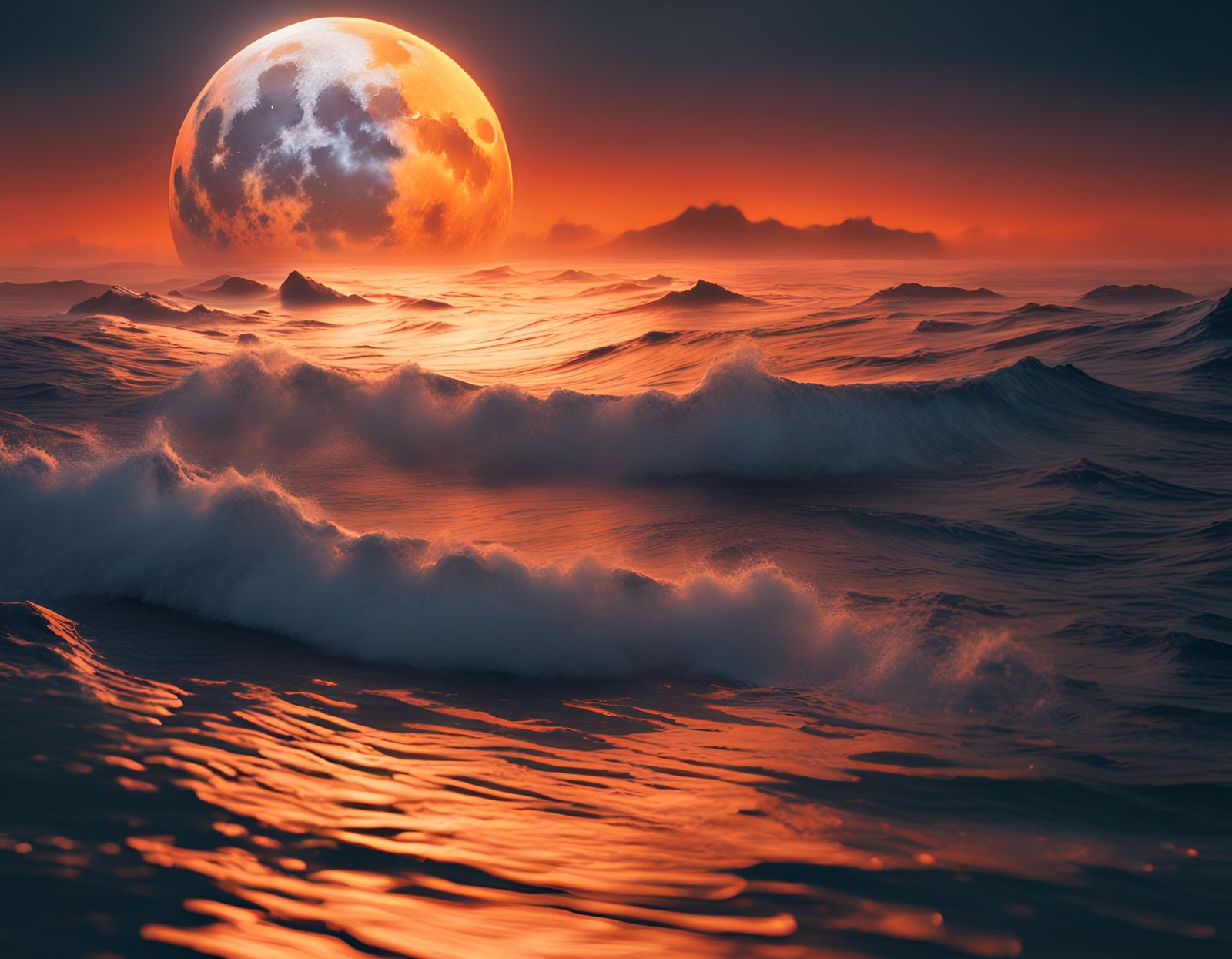 surrealism double exposure the ocean merging with the sky forms a neon ...