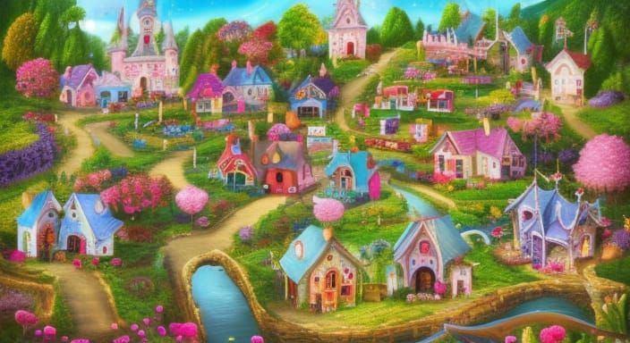 Little fairy town 9538 - AI Generated Artwork - NightCafe Creator