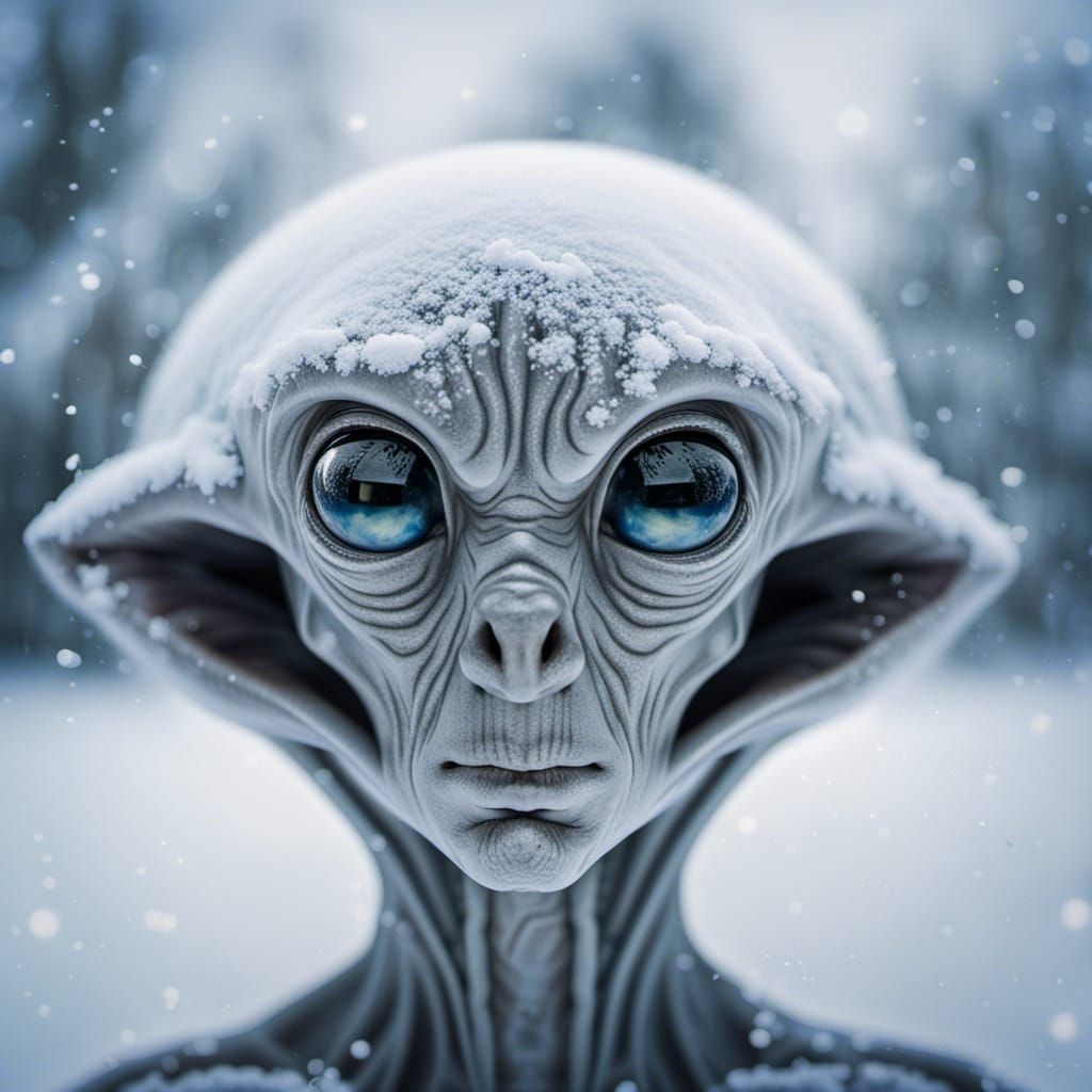 Snowy Portrait of an alien : r/nightcafe